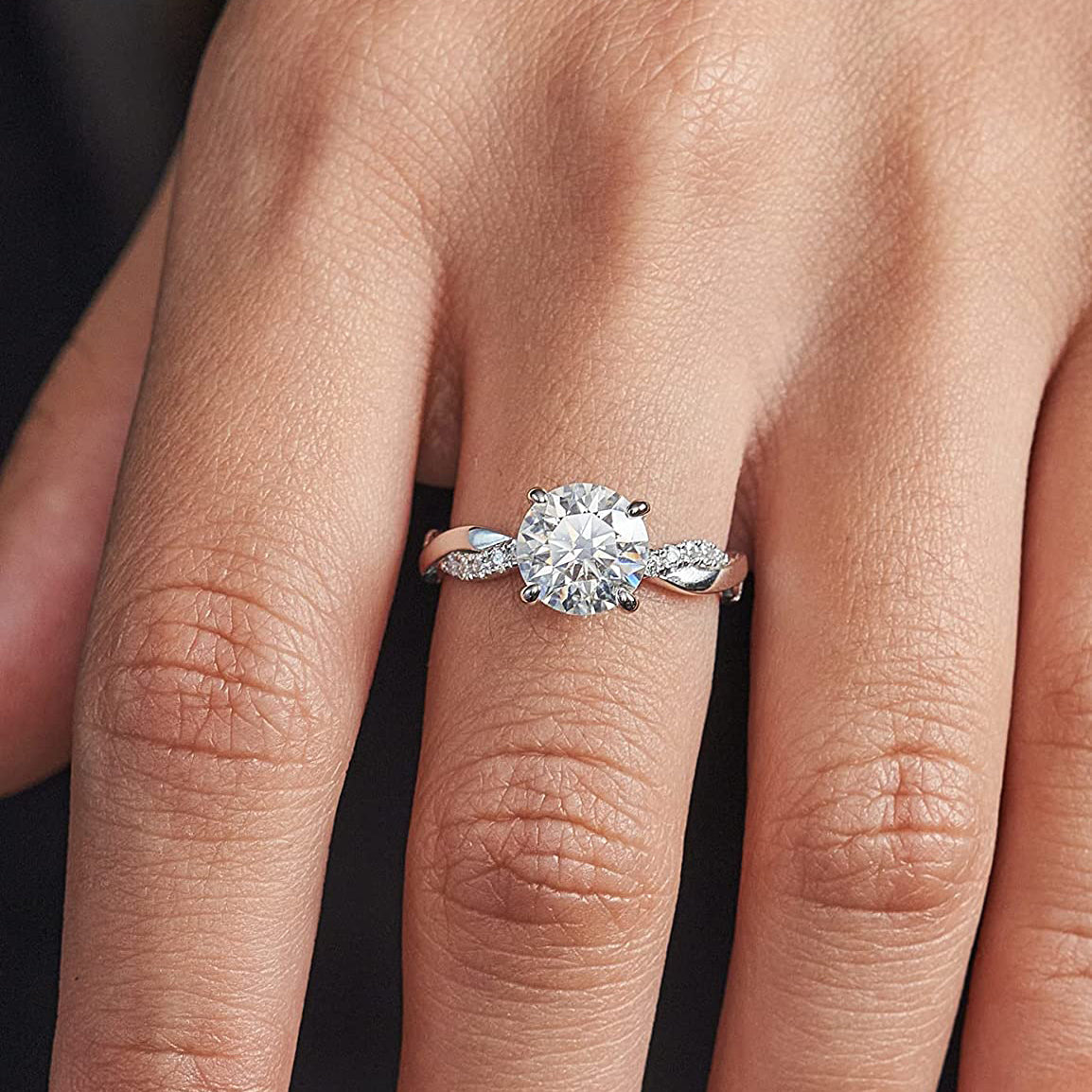 1CT/2CT Lab Grown Diamond Twisted Solitaire Engagement Ring for Women – Imolove